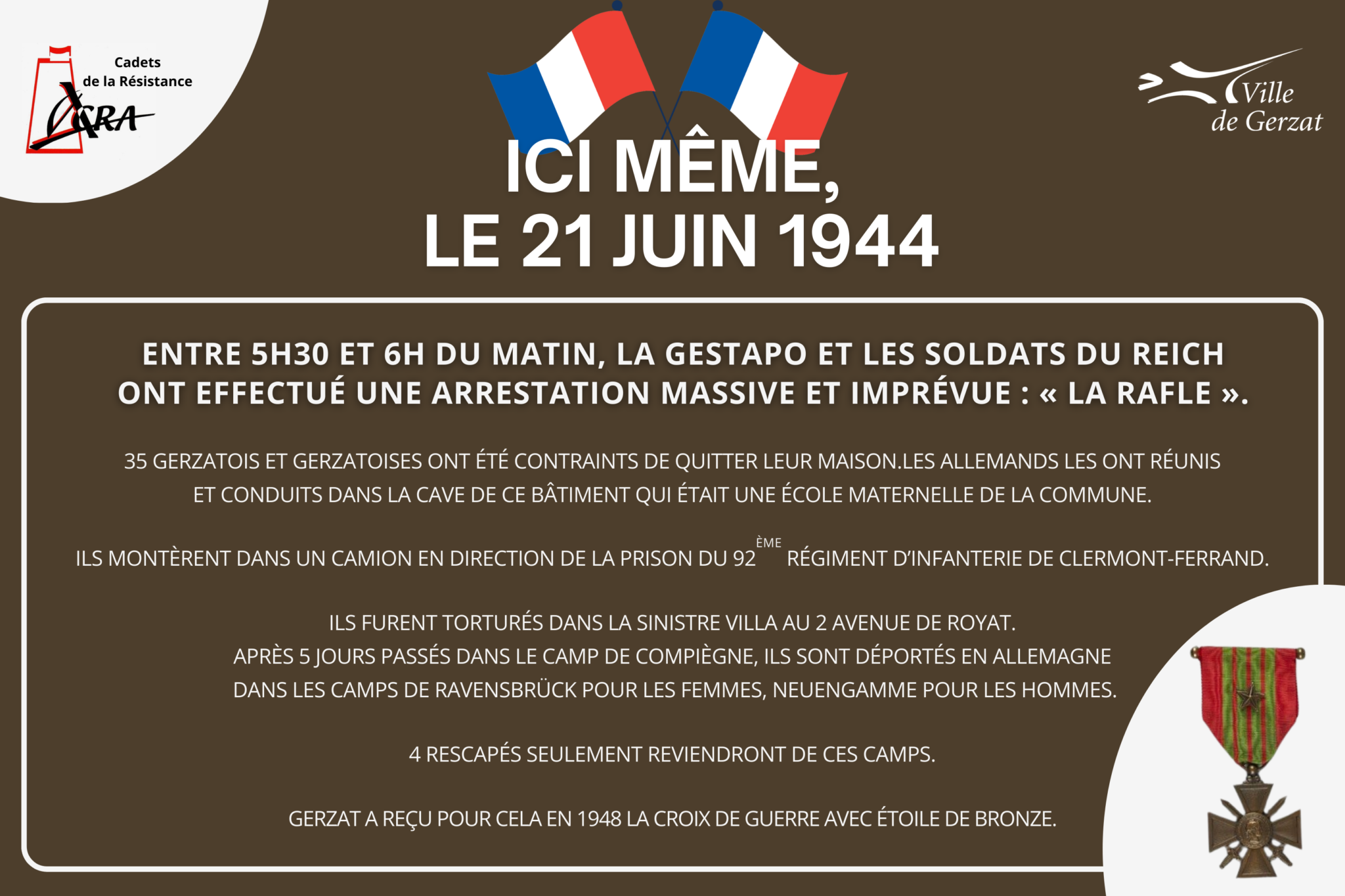 La rafle du 21 juin 1944 - Ville de Gerzat